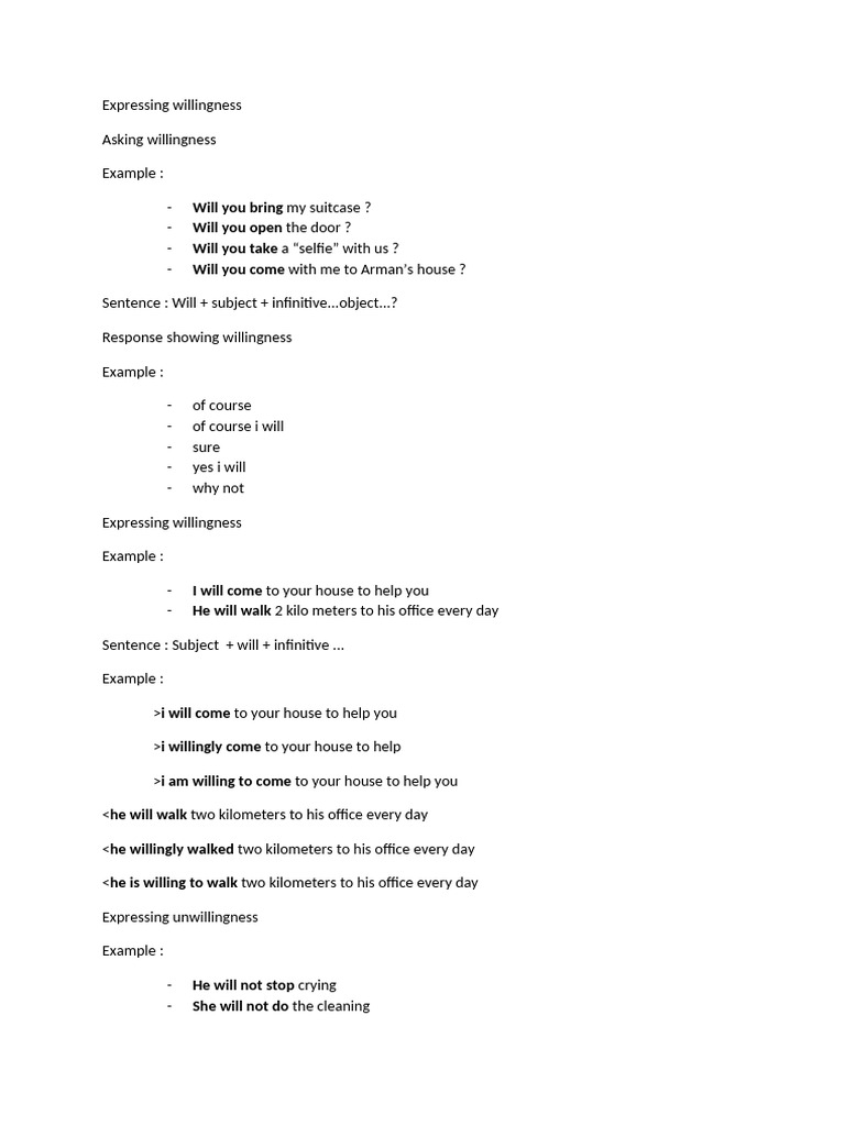 Expressing Willingness | PDF