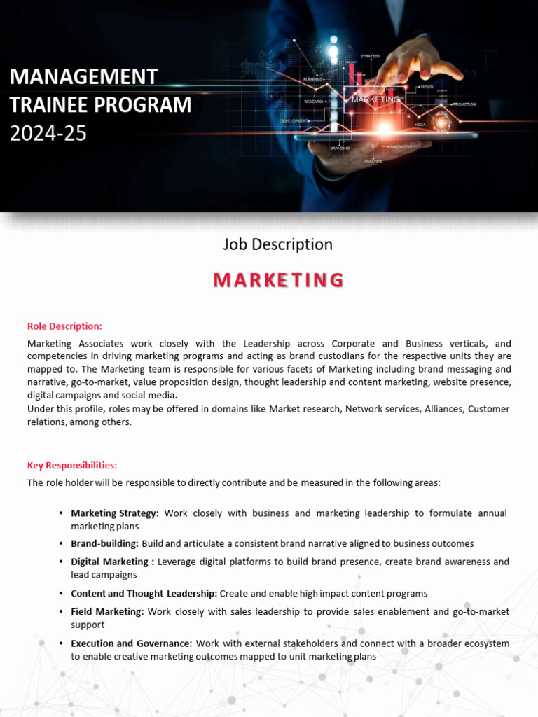 JD - Management Trainee - Marketing - Tech Mahindra | PDF | Marketing | Brand