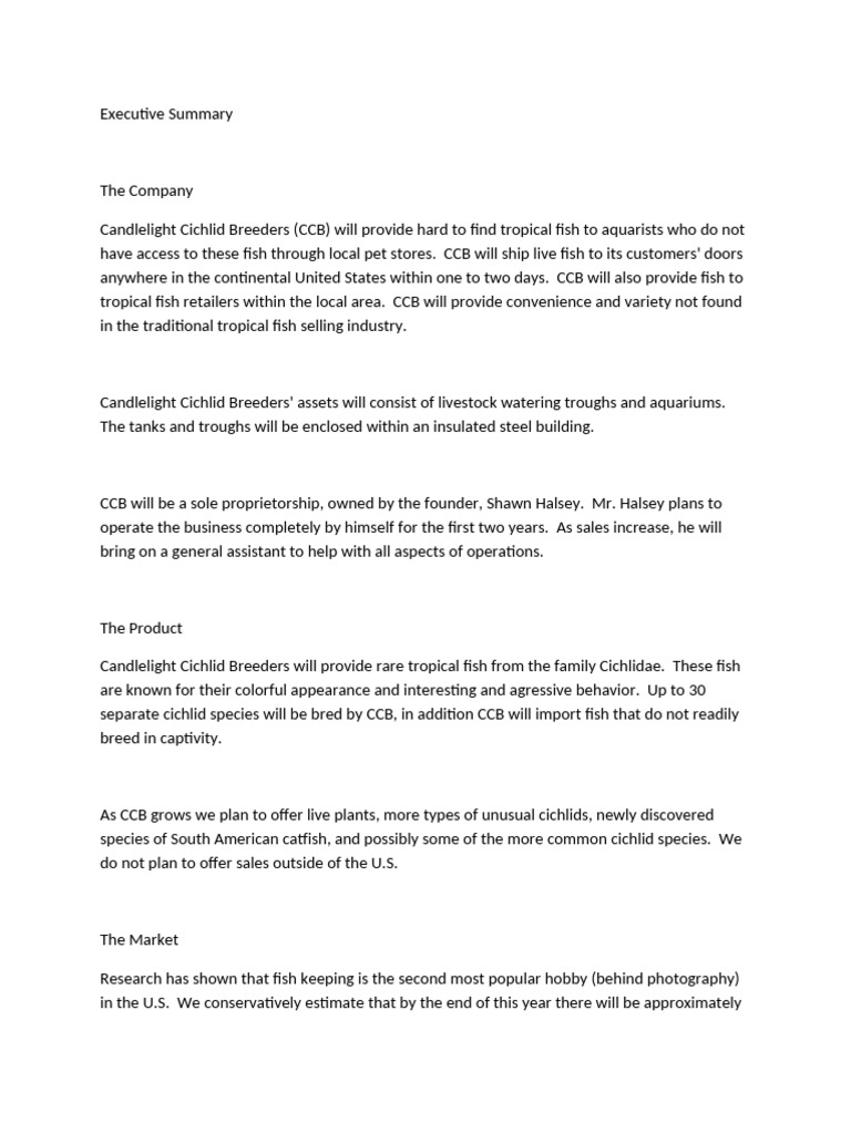 Rare Cichlid Fish Breeding Business Plan | PDF | Balance Sheet | Value ...