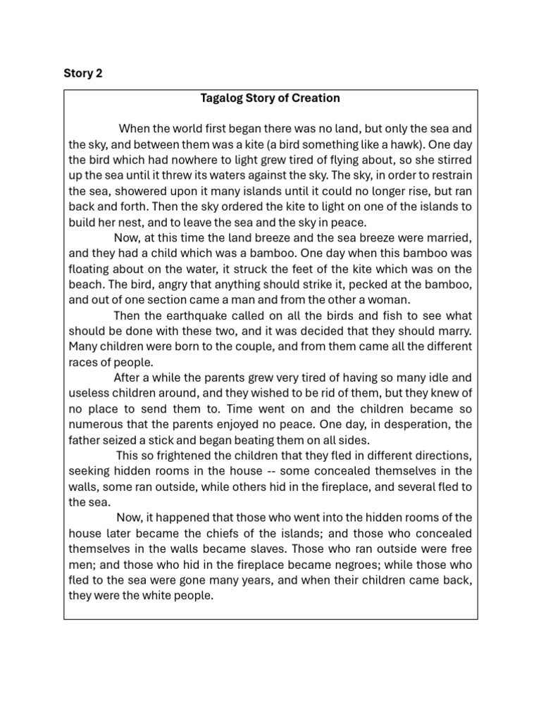 Tagalog Creation Story Explained | PDF