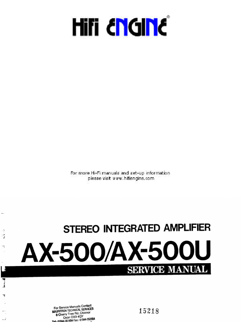 YAMAHA AX-500 Stereo Amplifier Service Manual | PDF YAMAHA AX-500 Stereo Amplifier Service Manual | PDF