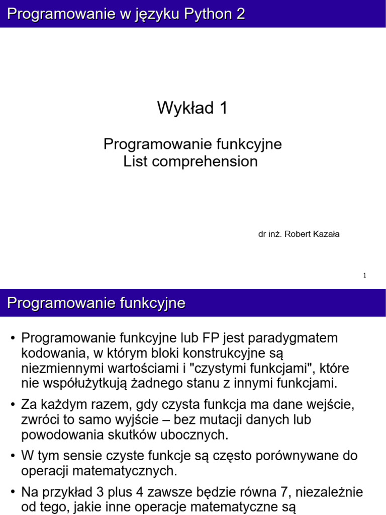 Wyklad 1 Programowanie Funkcyjne | PDF