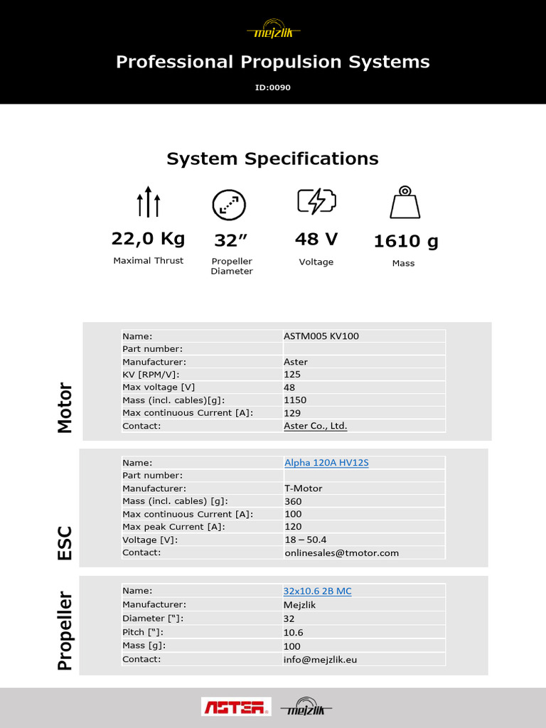 0090 - ASTM005 - T-Motor-Alpha-120A-HV-12S - Mejzlik-32x10.6 (12S) | PDF | Electric Motor ...