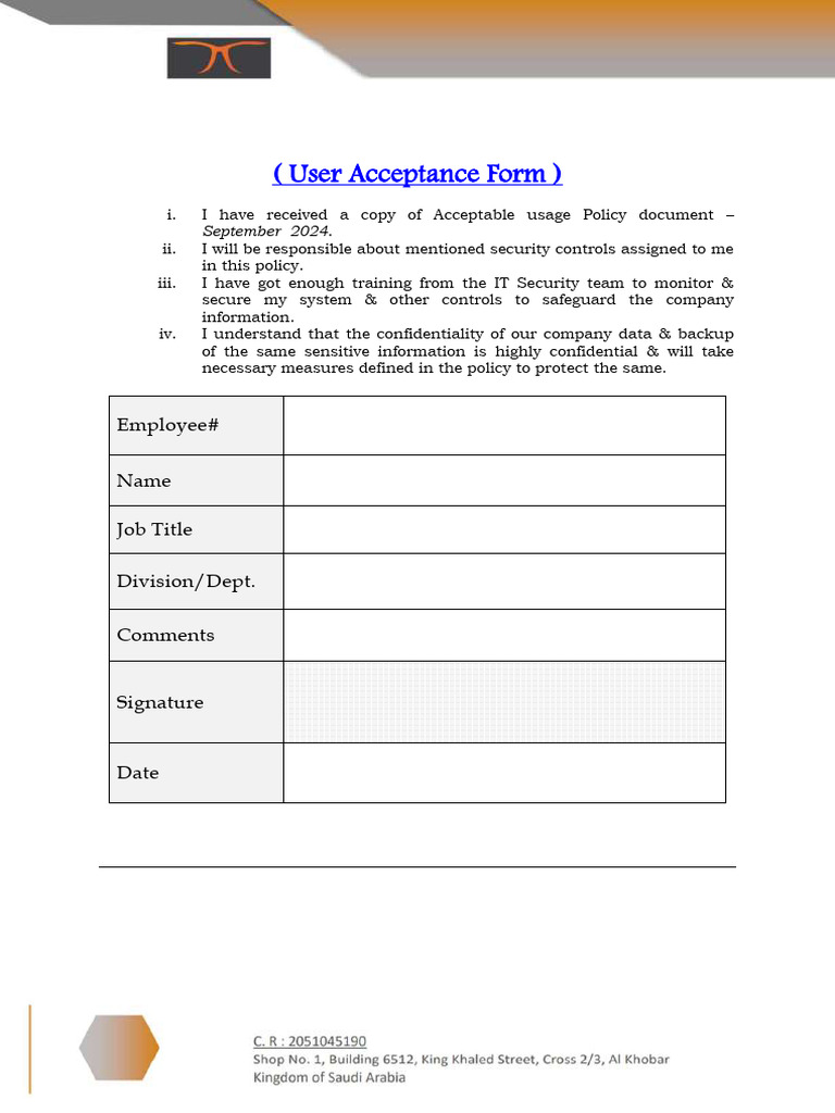 User Acceptance Form | PDF