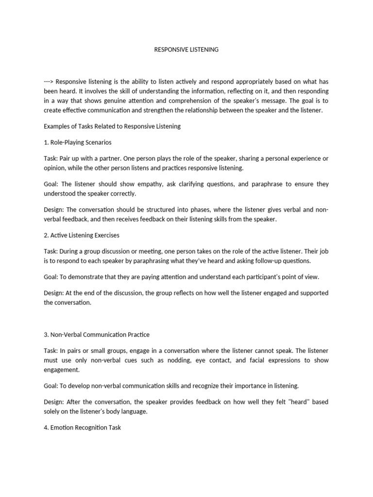 Responsive Listening KLMPKK | PDF | Nonverbal Communication | Empathy