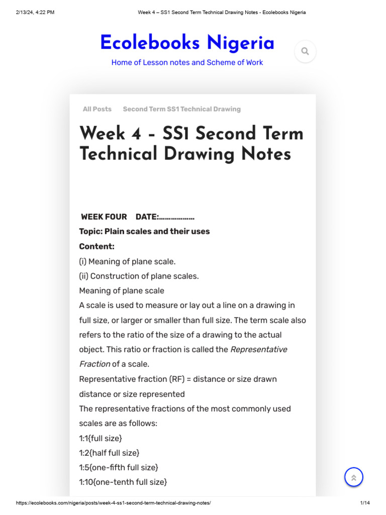 Week 4 - SS1 Second Term Technical Drawing Notes - Ecolebooks Nigeria ...