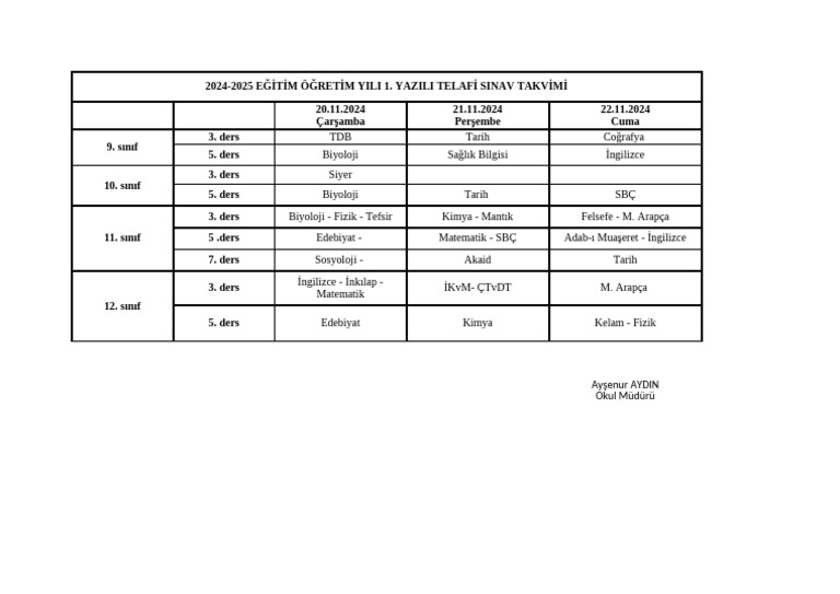 Telafi Takvimi | PDF