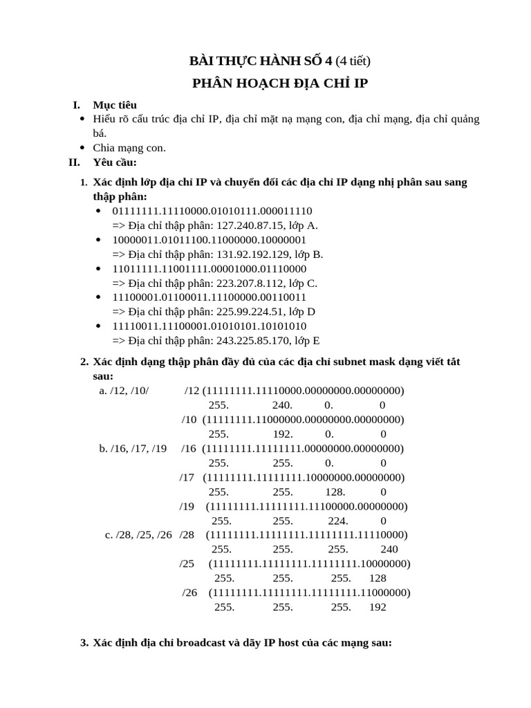 Lab 4 Phan Hoach Dia Chi IP | PDF