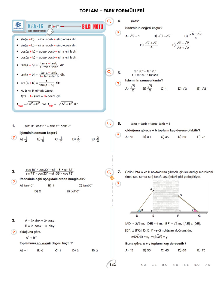 Toplam - Fark Formülleri - 241123 - 130006 | PDF