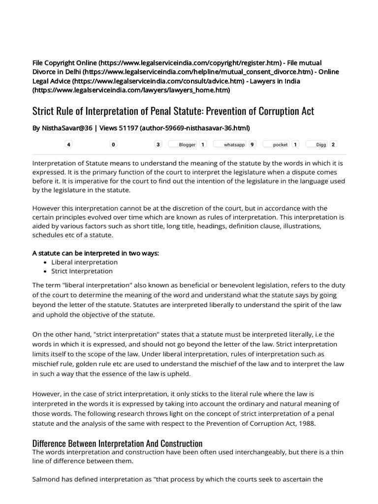 Strict Interpretation of Penal Statutes | PDF | Punishments | Crimes