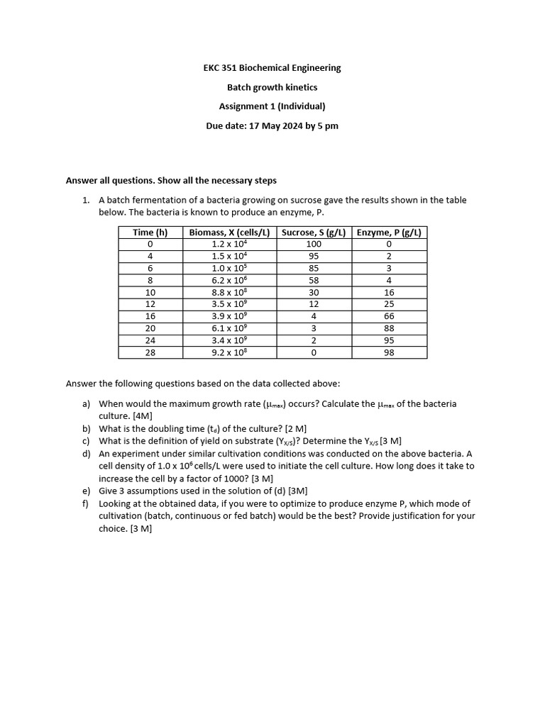 Assignment 1 | PDF | Enzyme Kinetics | Enzyme