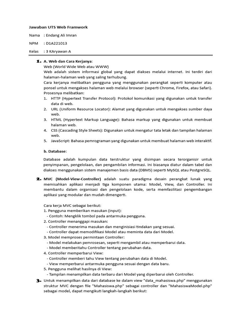 Jawaban UTS | PDF | Komputer