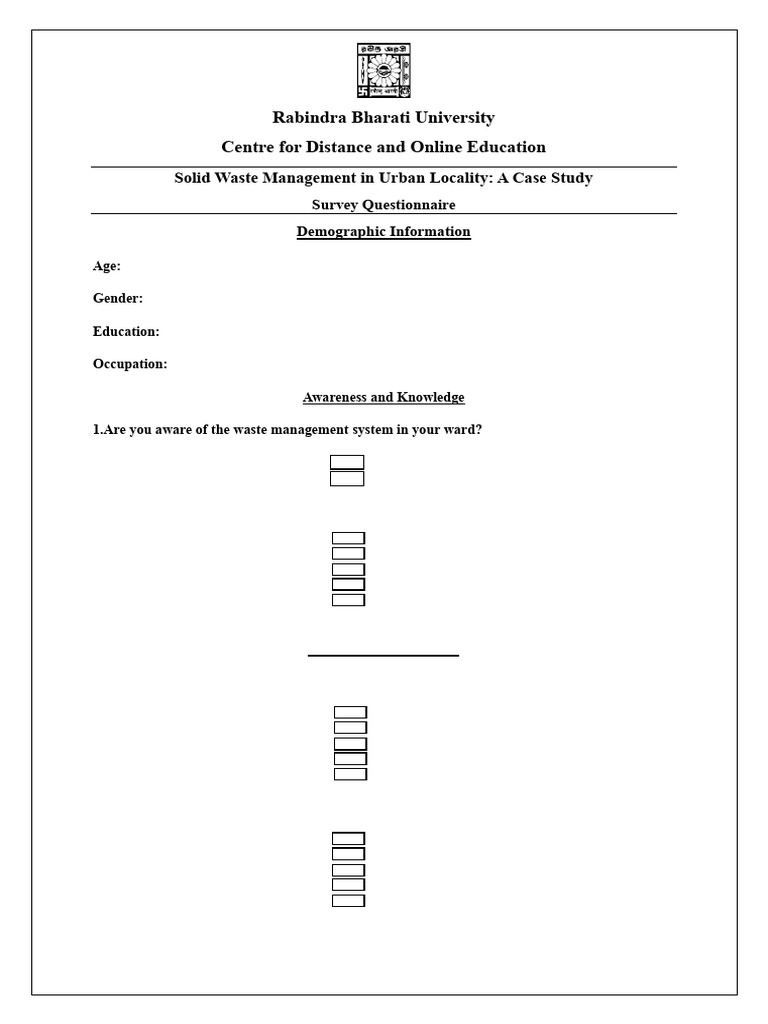 Questionnaire For Environmental Problem | PDF | Waste Management ...