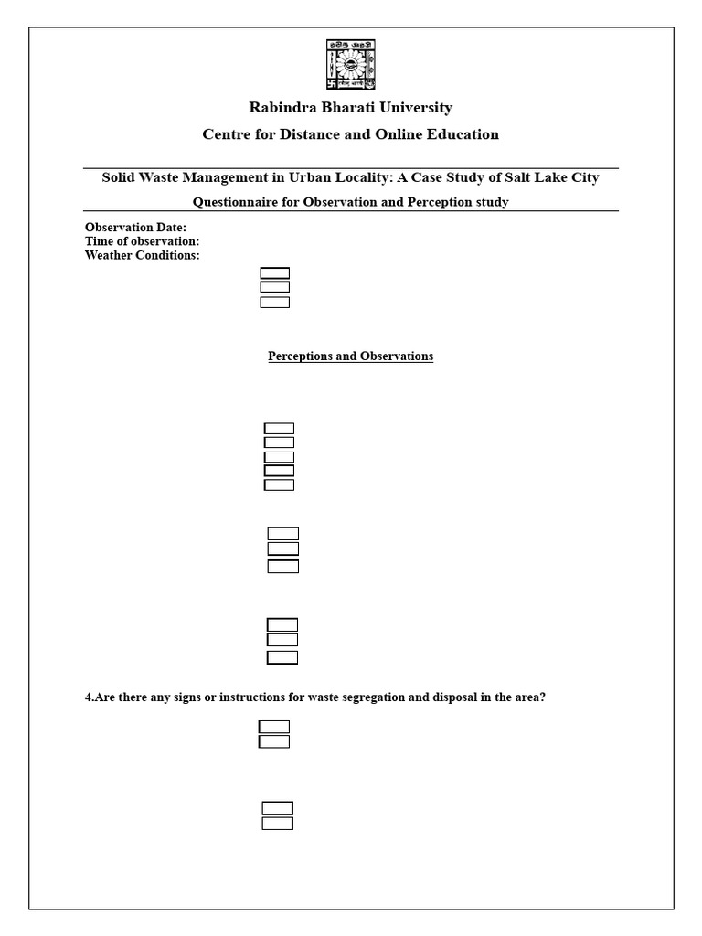 Observation and Perception Study Questionnaire | PDF | Career & Growth ...