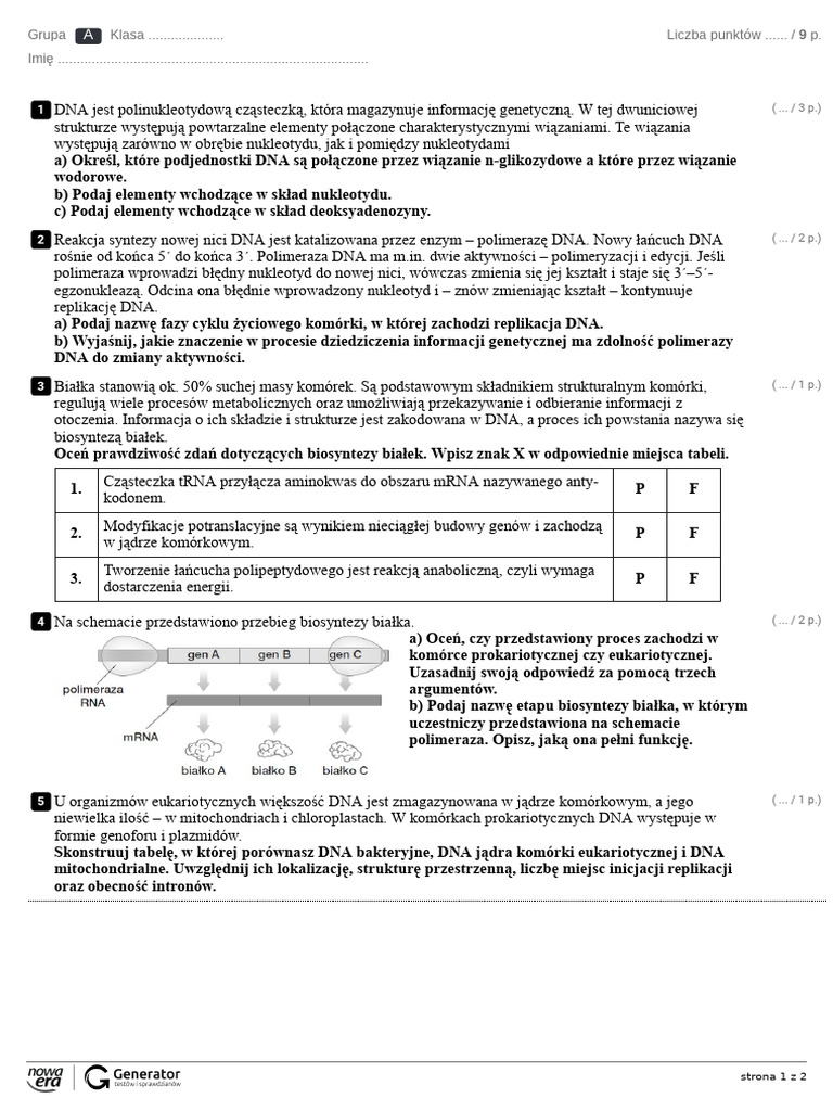 Test - Genetyka Molekularna Test - Ekowydruk | PDF