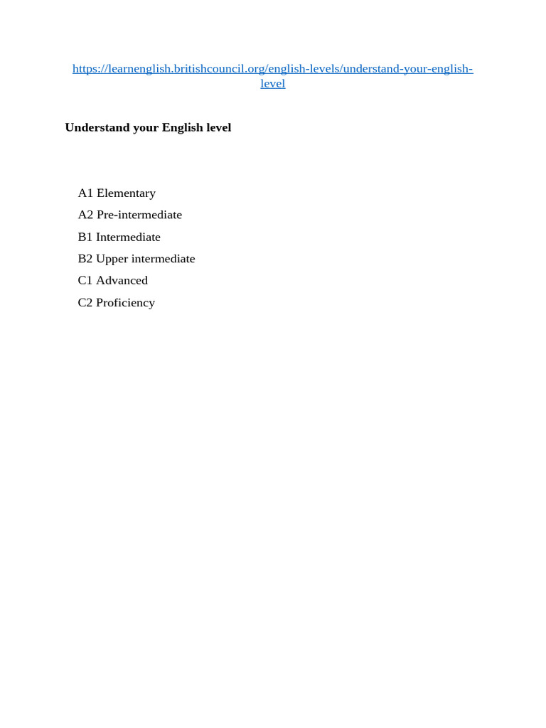 English Levels | PDF | Foreign Language Studies