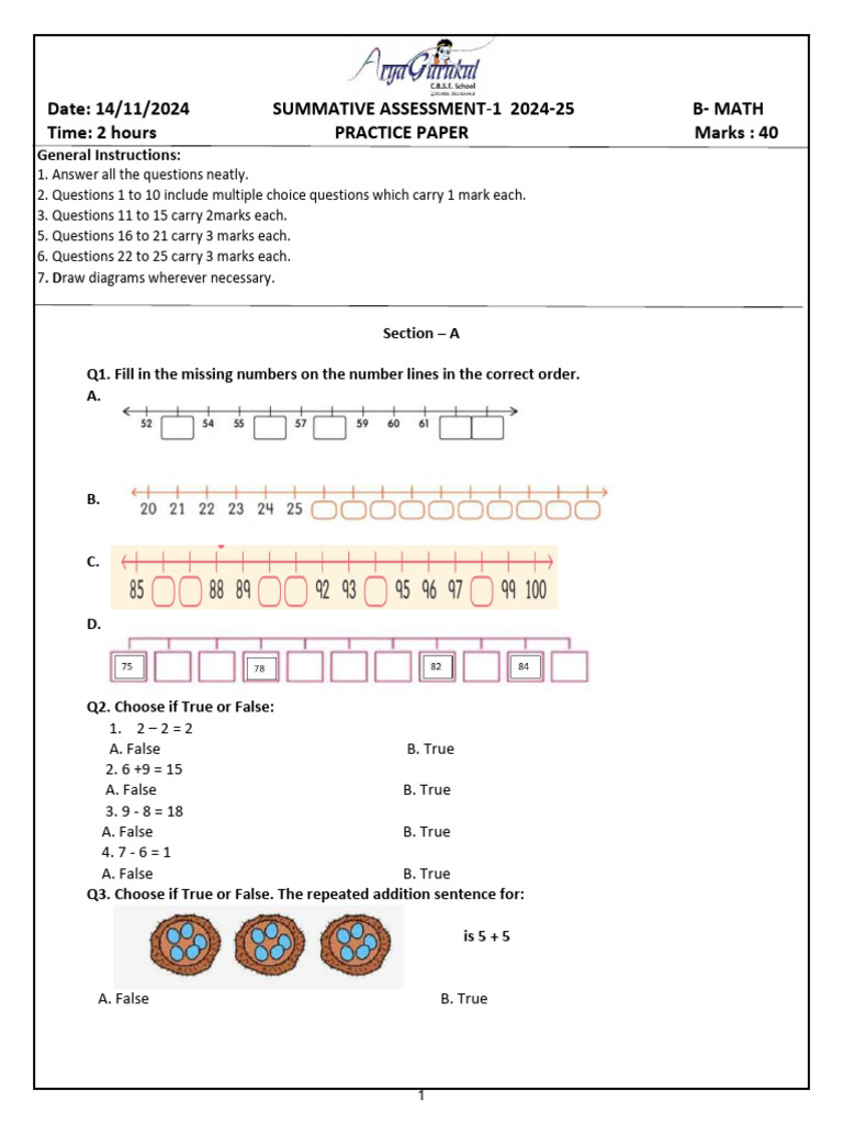 Math Practice Paper - Sa - 1 Math | PDF | Distance | Tools