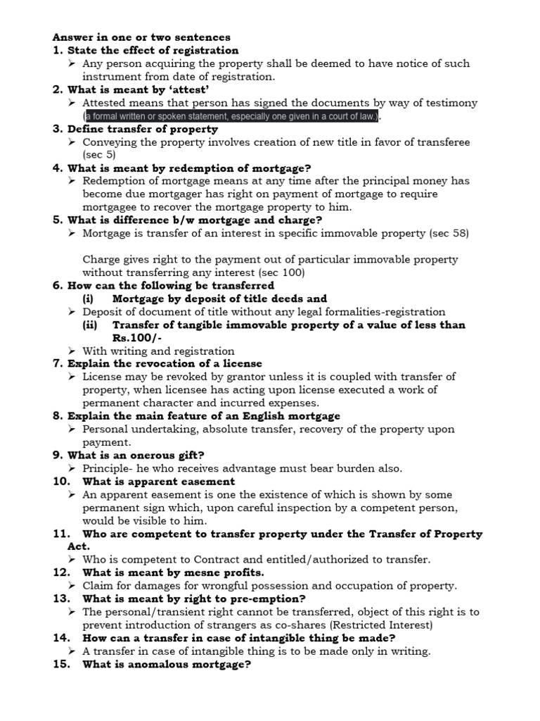 One Sentences TPA SEM III | PDF | Mortgage Law | Lease
