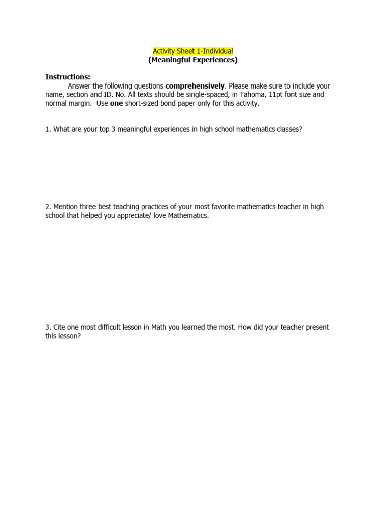 Unit 3 Activity Sheets Principles Strategies of Teaching | PDF ...
