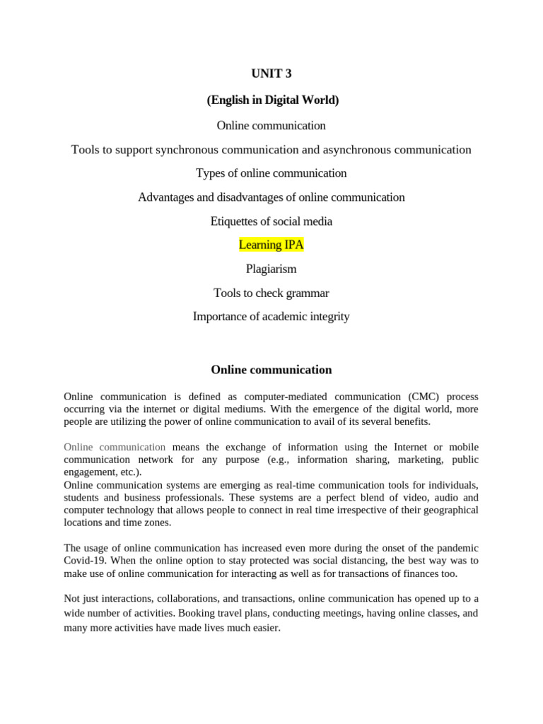 Unit 3 (Material) | PDF | Computer Mediated Communication | Videotelephony Unit 3 (Material) | PDF | Computer Mediated Communication | Videotelephony