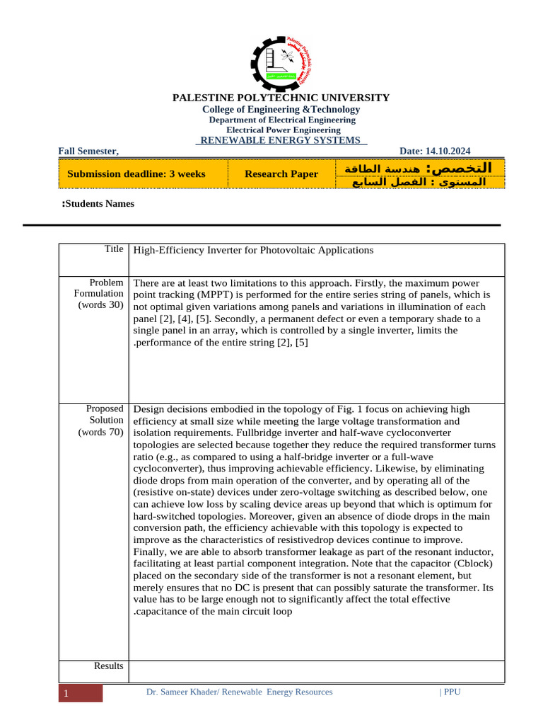 Research - Paper Template | PDF | Power Inverter | Transformer