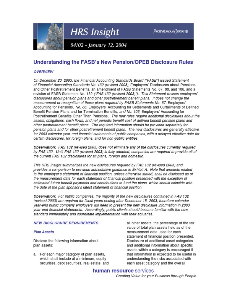 PWC Fas 132 | PDF | Defined Benefit Pension Plan | Pension