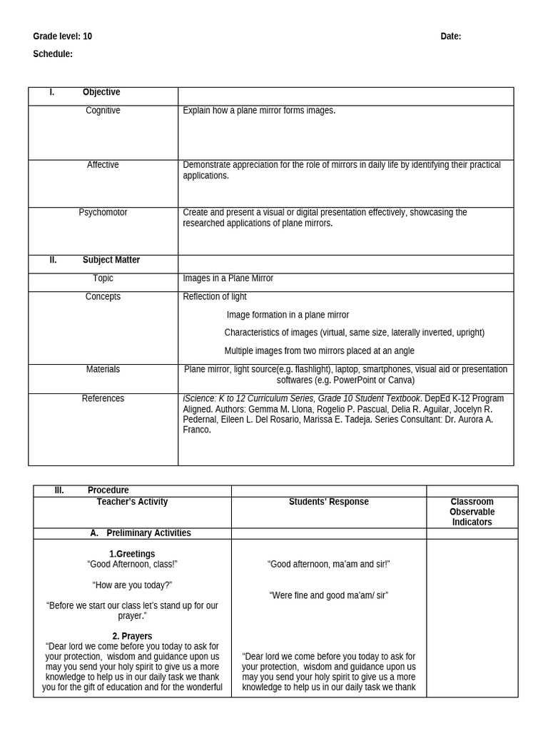 LP_SCI-10-G5 | PDF | Mirror | Reflection (Physics)
