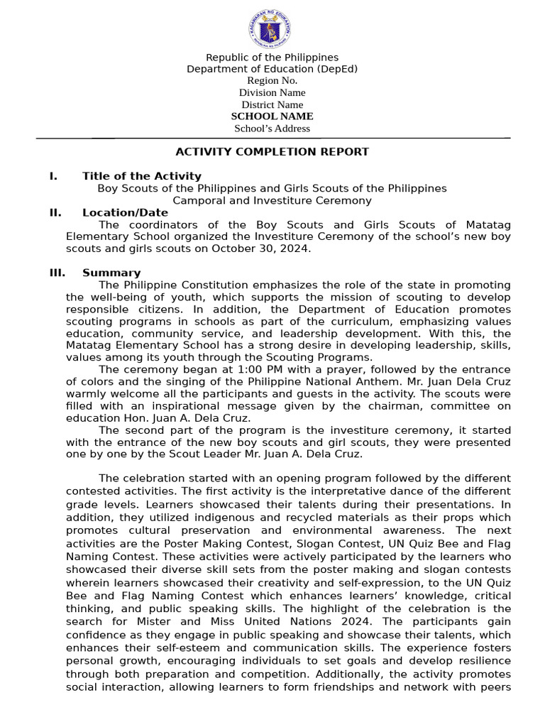 Activity Completion Report | PDF | Creativity | Behavior Modification