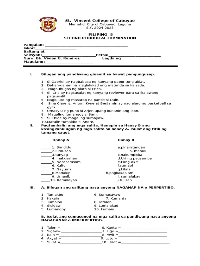 2nd Periodical Exam | PDF