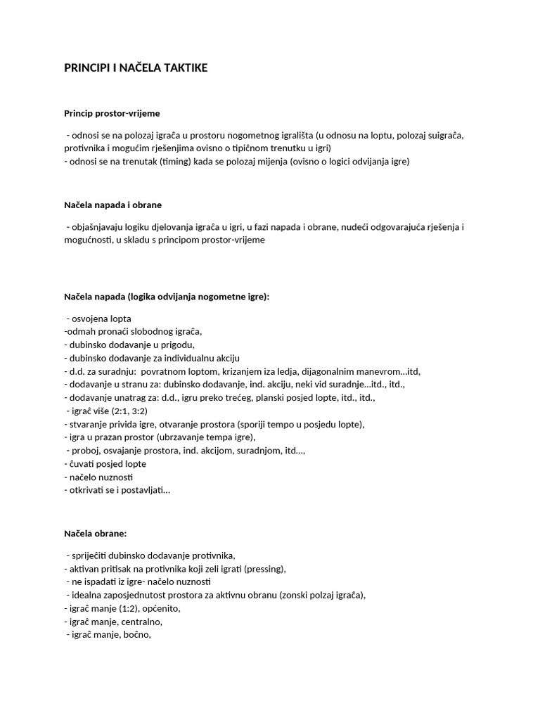 PRINCIPI I NAČELA TAKTIKE - Nacela Odbrane I Napada | PDF