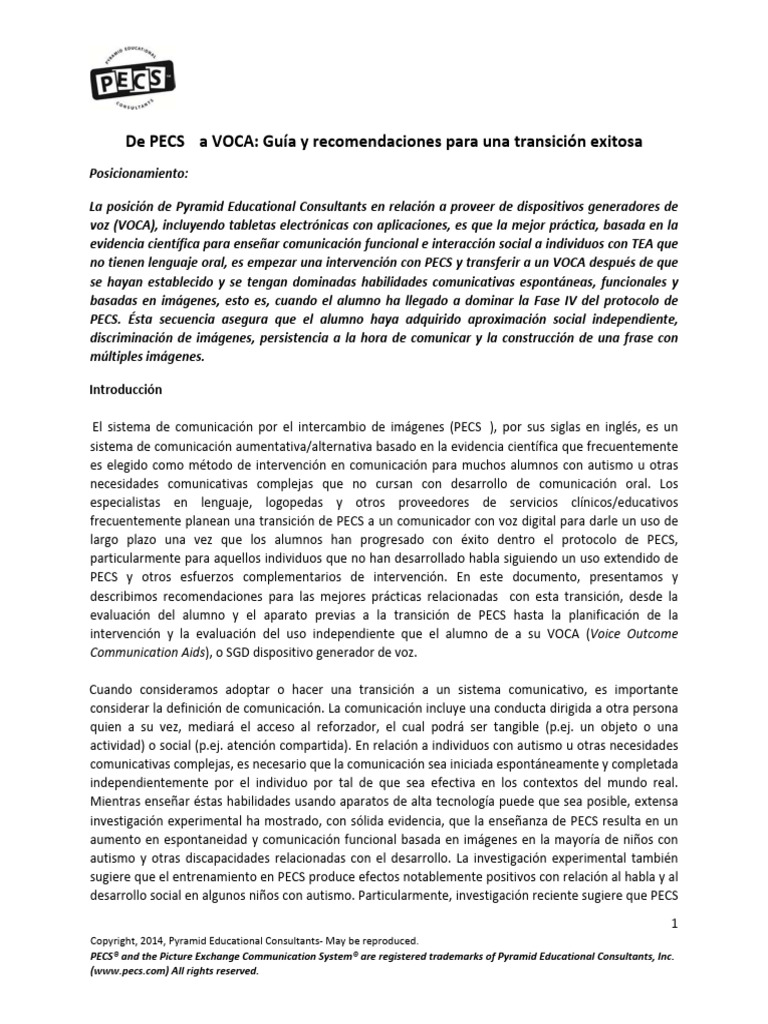 De PECS A VOCA | PDF | Comunicación | Espectro autista