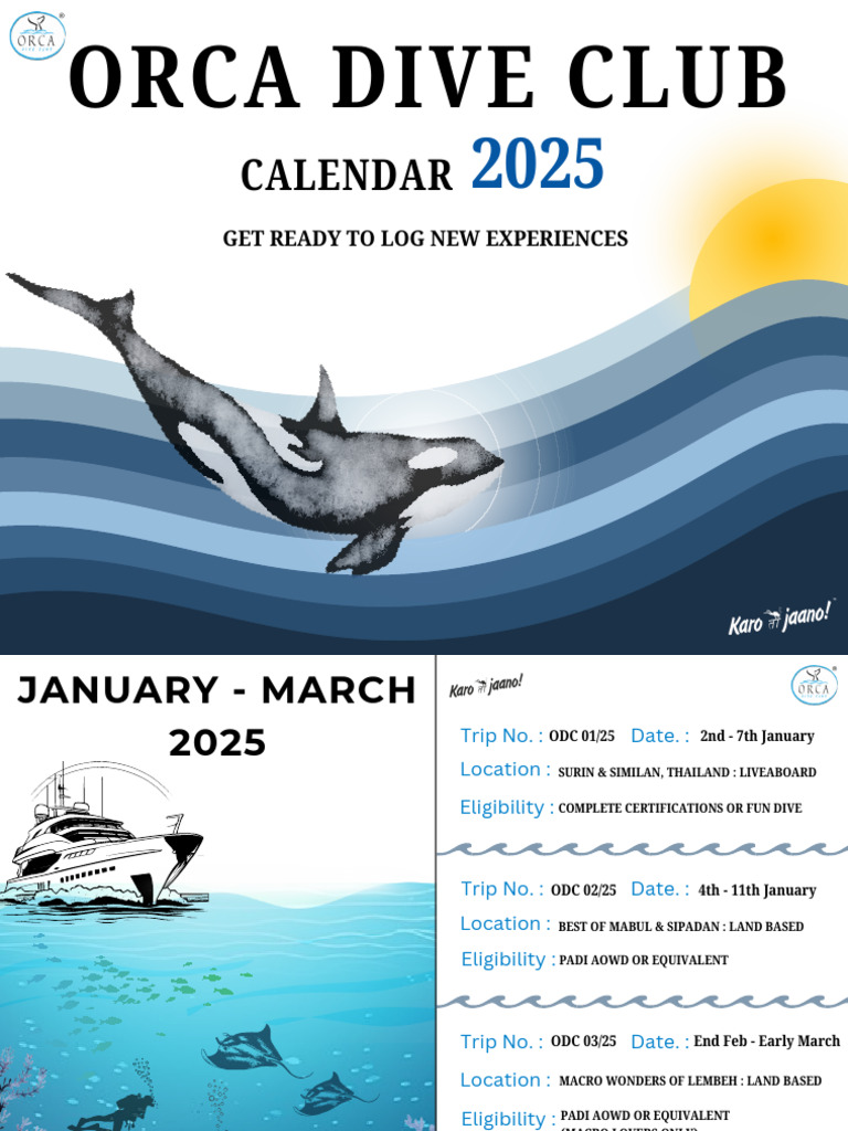 Orca Dive Club - Dive Trip Calendar 2025 | PDF | Underwater Diving