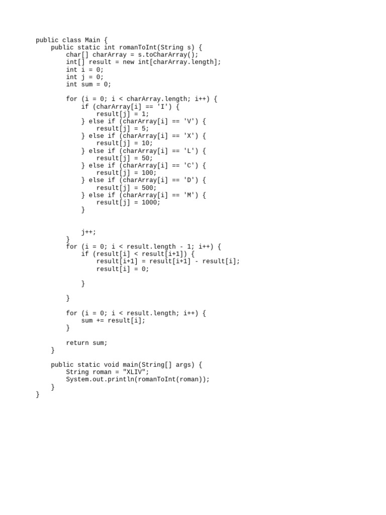 Convert Roman to Integer in Java | PDF