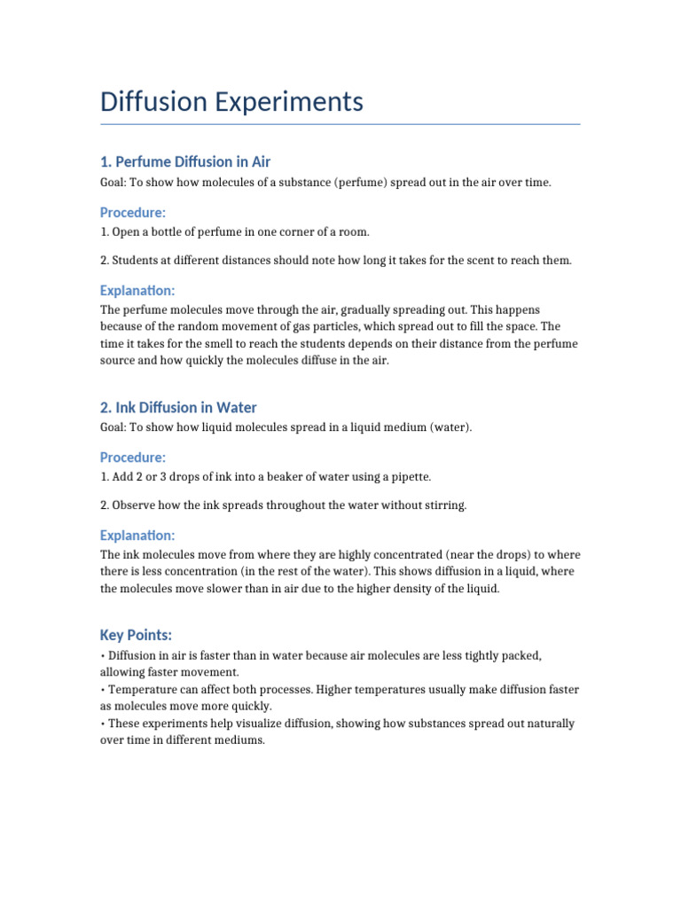 Diffusion Experiments | PDF