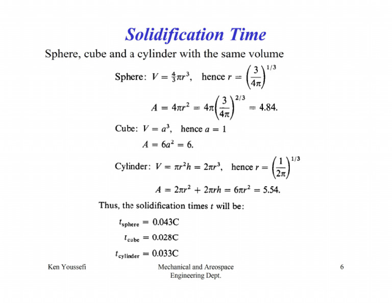 Solidification Time in Casting | PDF