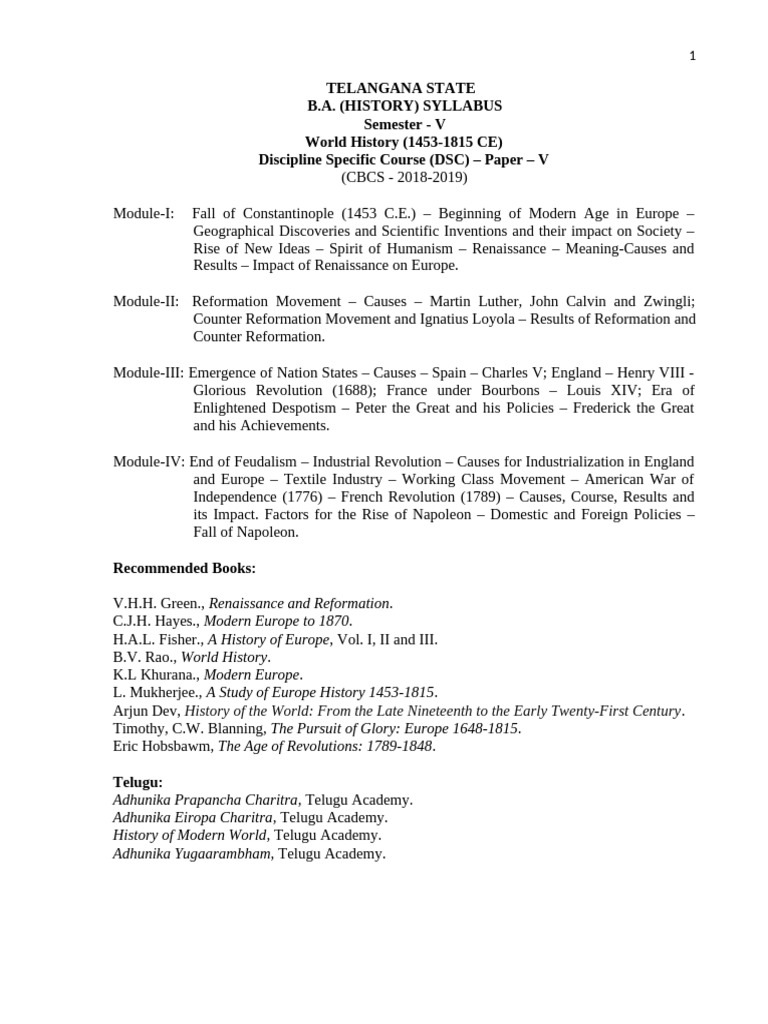 BA History III Year | PDF | Social Science | History