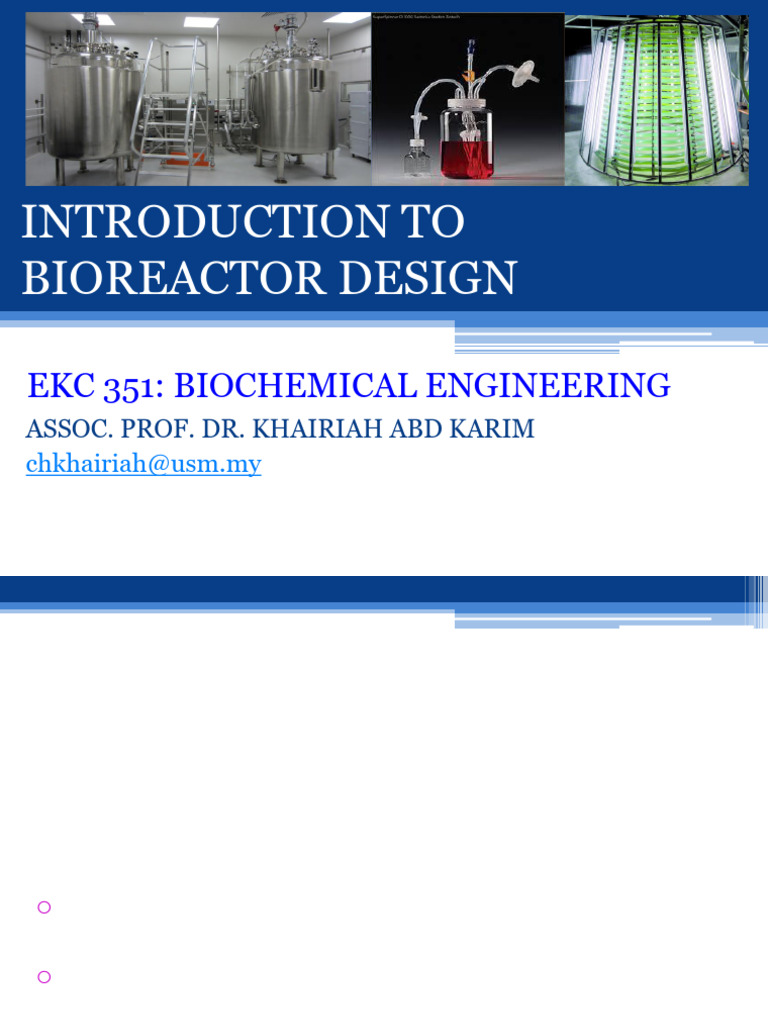 Introduction To Bioreactor Design | PDF | Biology | Chemistry