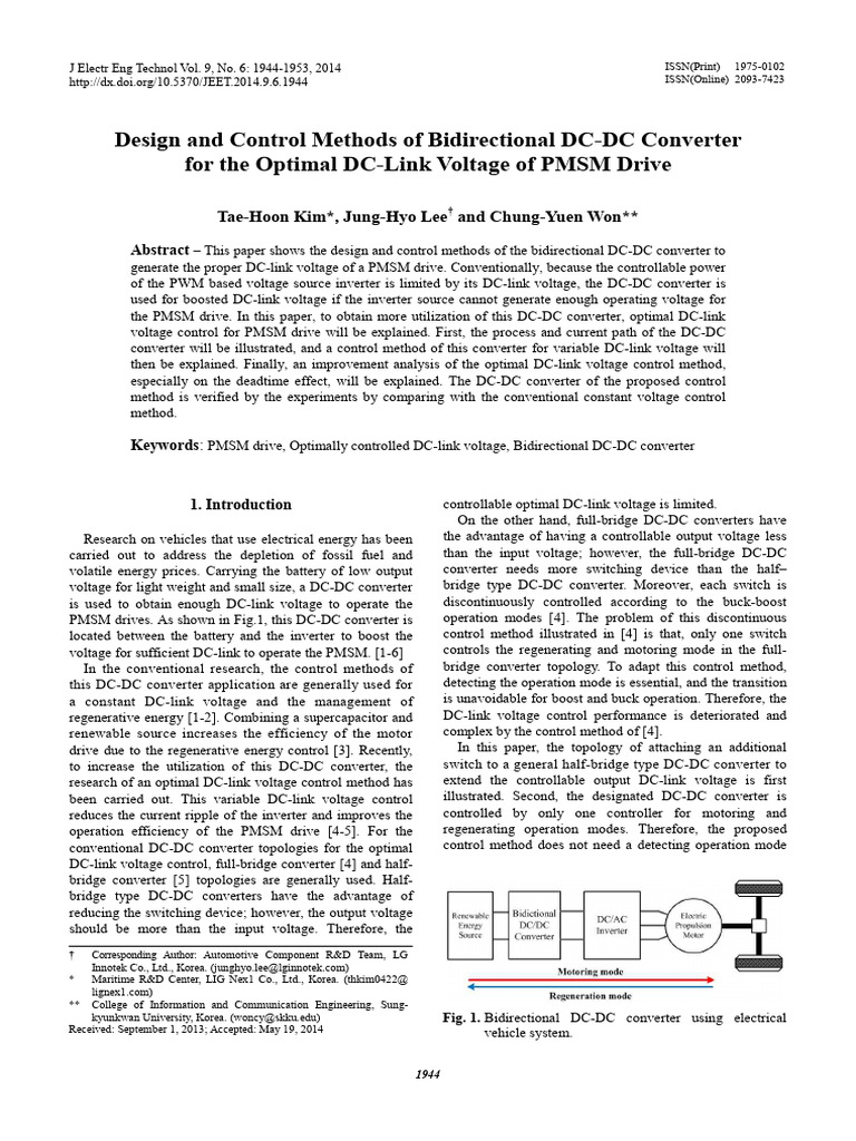 Design And Control Methods Of Bidirectional Dc Dc Converter For The Optimal Dc Link Voltage Of