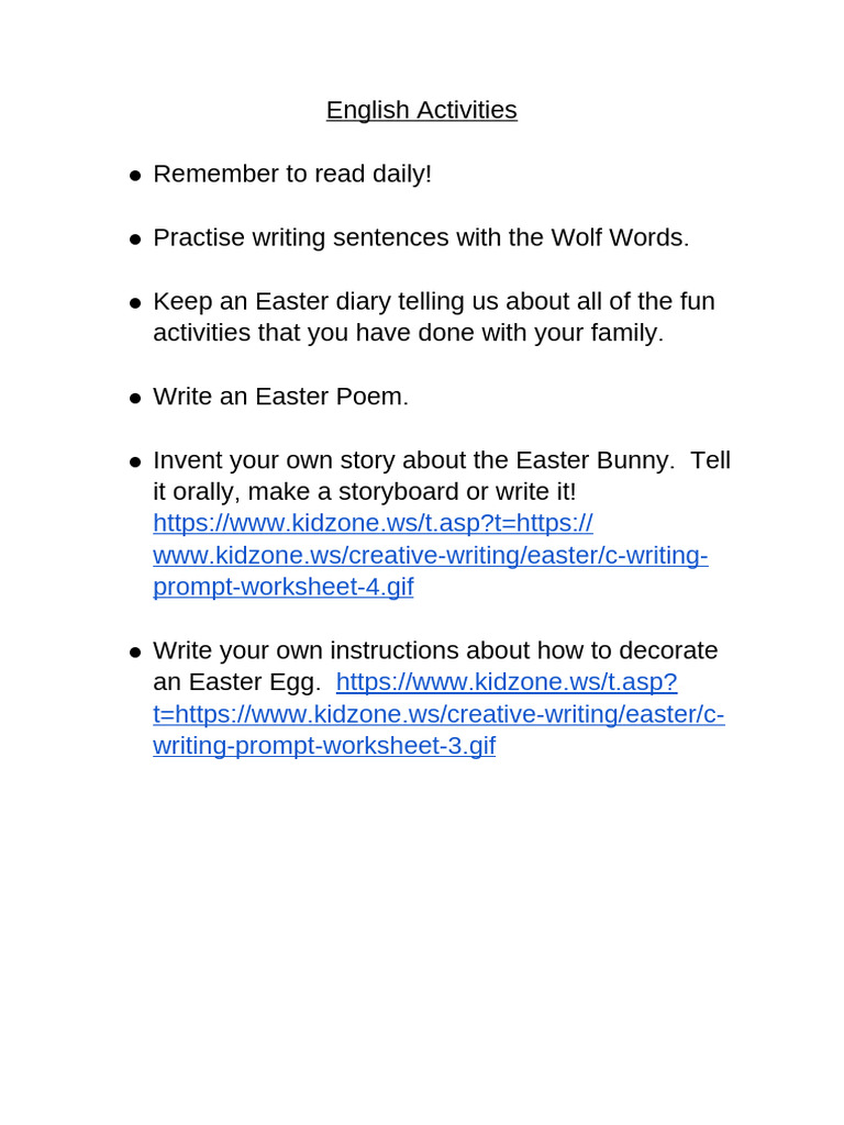 Easter Writing Fun for Kids | PDF | Language Arts & Discipline | Home ...