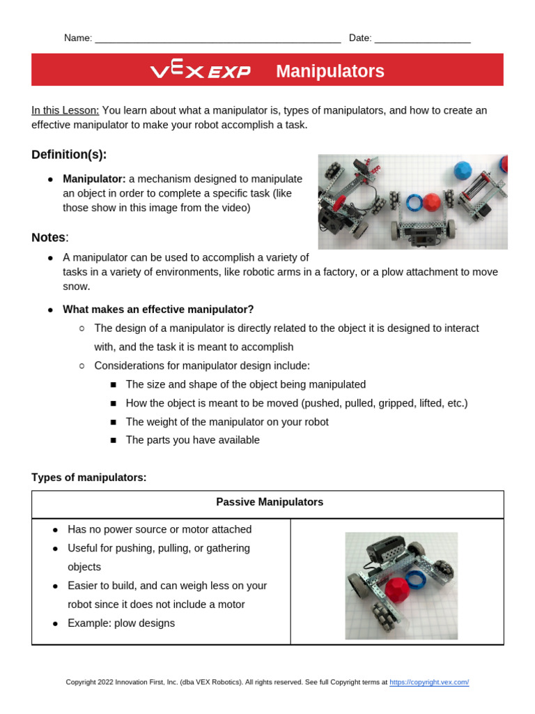EXP - Manipulators Lesson Summary | PDF | Technology & Engineering