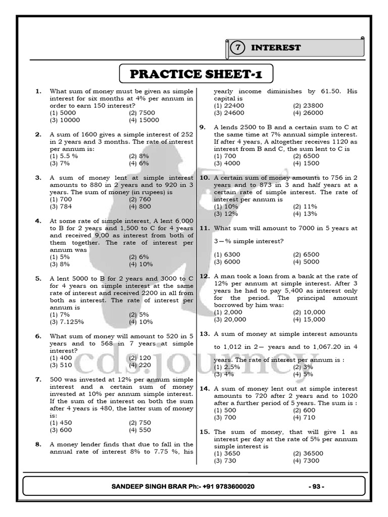 Simple Interest Practice Problems | PDF | Interest | Compound Interest