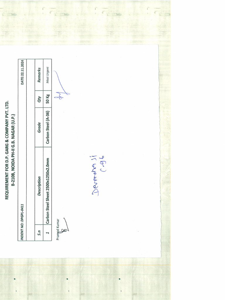 Indent No 0411 | PDF