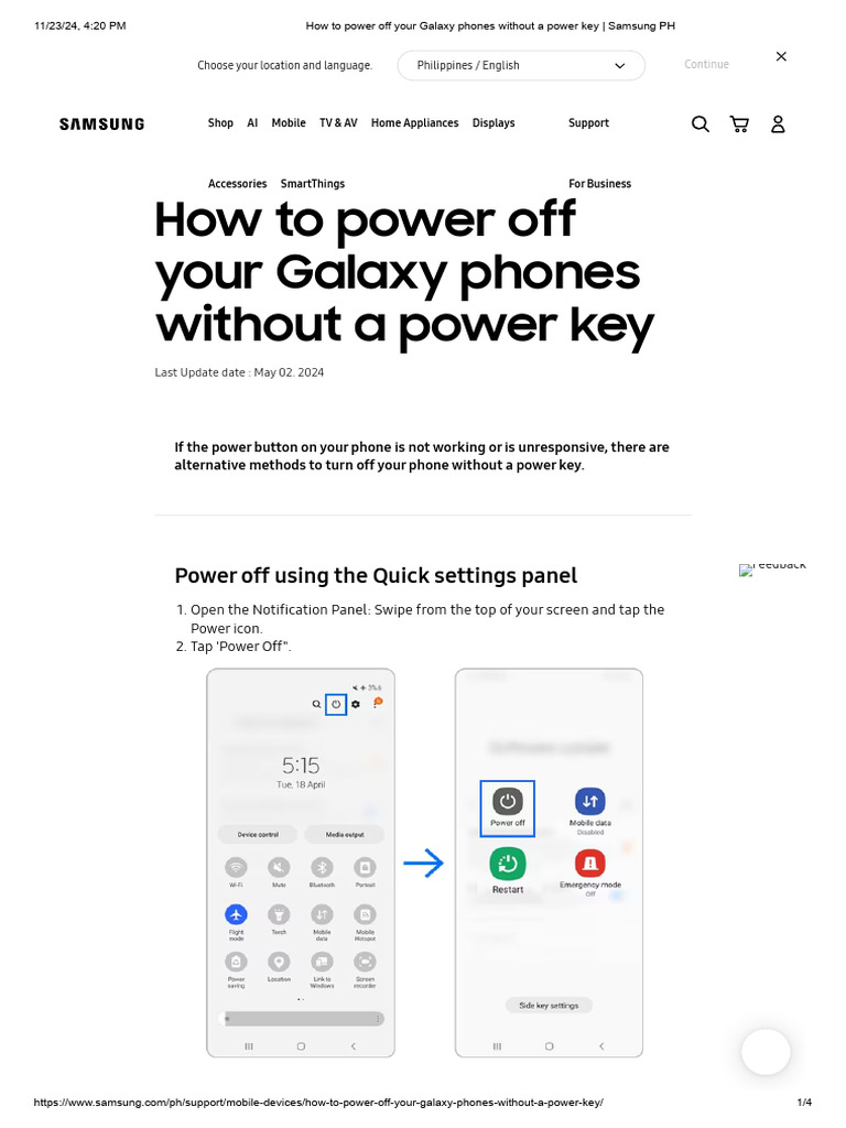 How To Power Off Your Galaxy Phones Without A Power Key | PDF ...