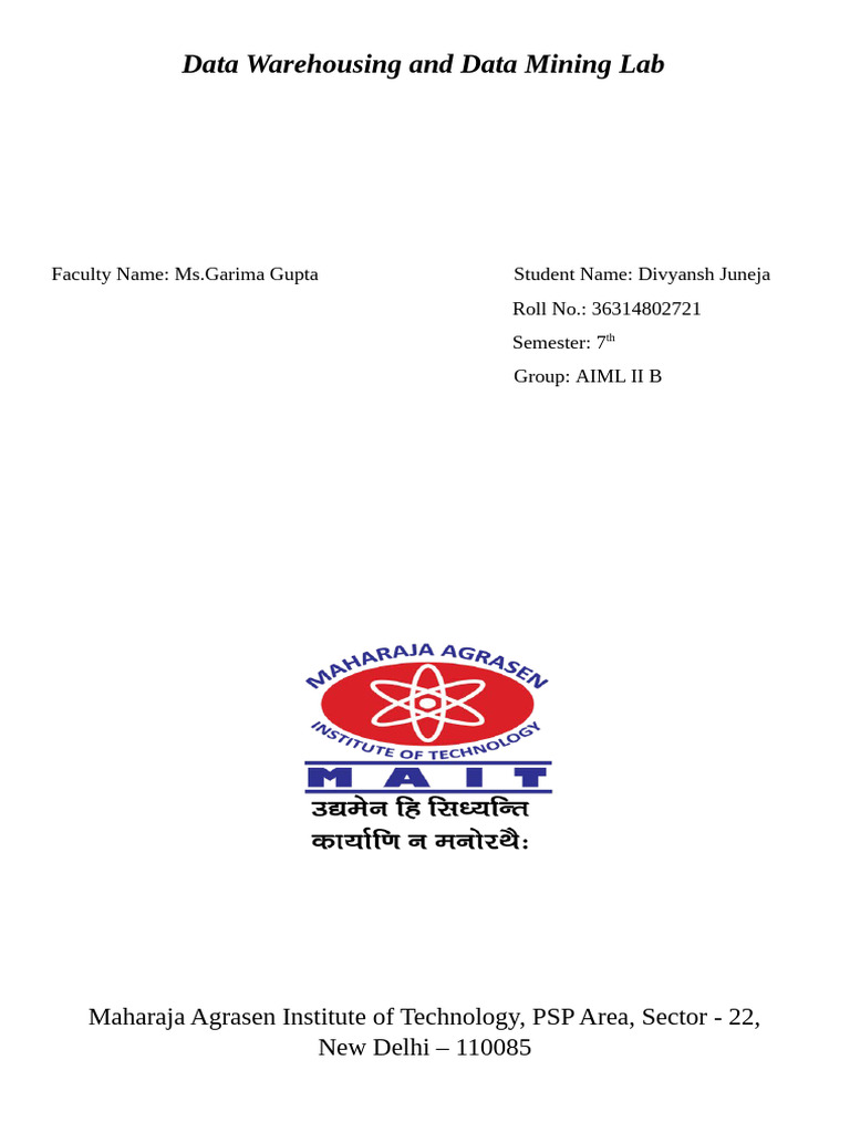 Data Warehousing and Data Mining Lab | PDF | Cluster Analysis | Statistical Classification