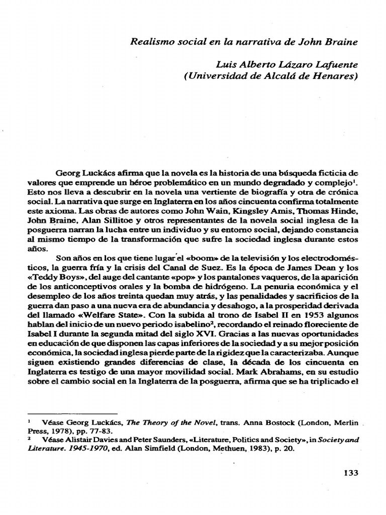 1994 John Briane Realismo Social | PDF | Novelas | Sociedad