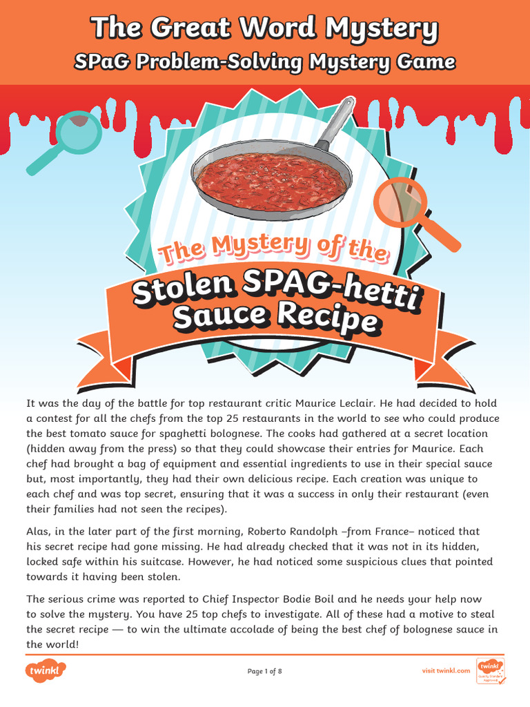 Year 6 The Great Work Mystery SPAG Problem Solving Mystery Game | PDF ...