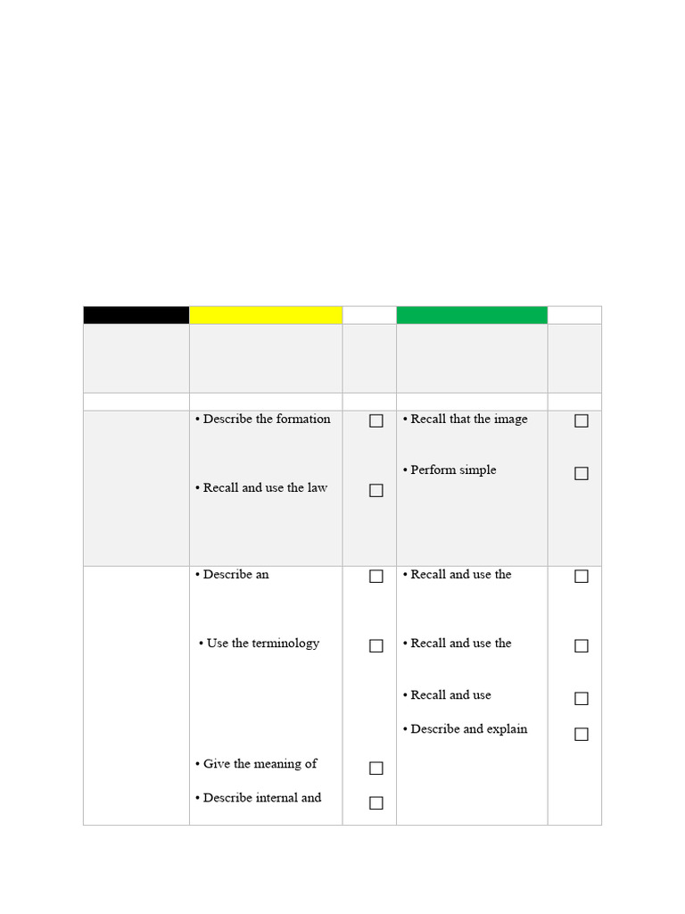 Igcse Gce Physics Light Notes Pdf Optics Light