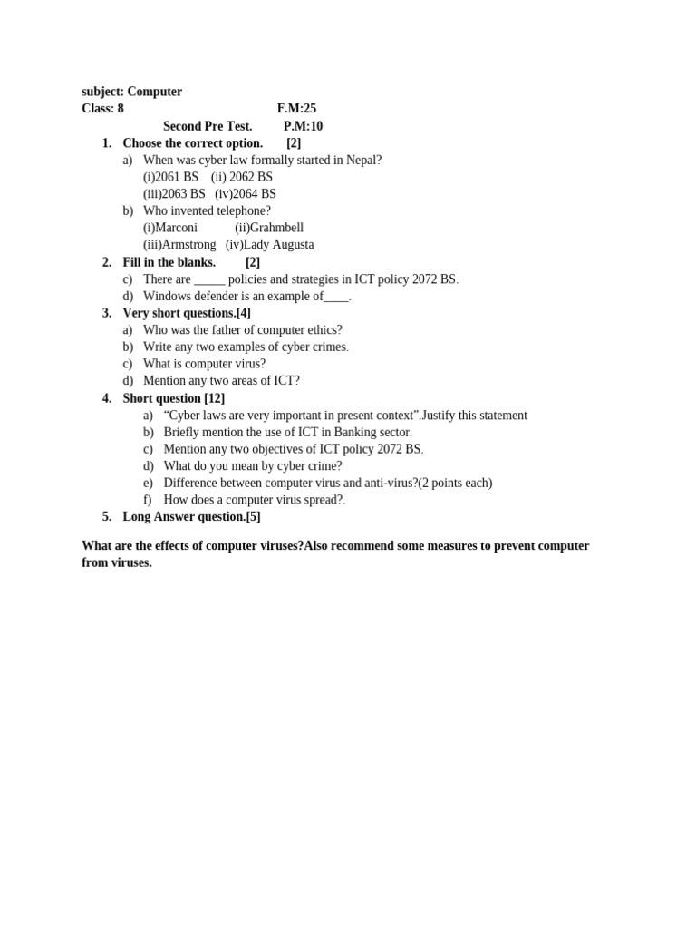 Class 8 | PDF | Computers