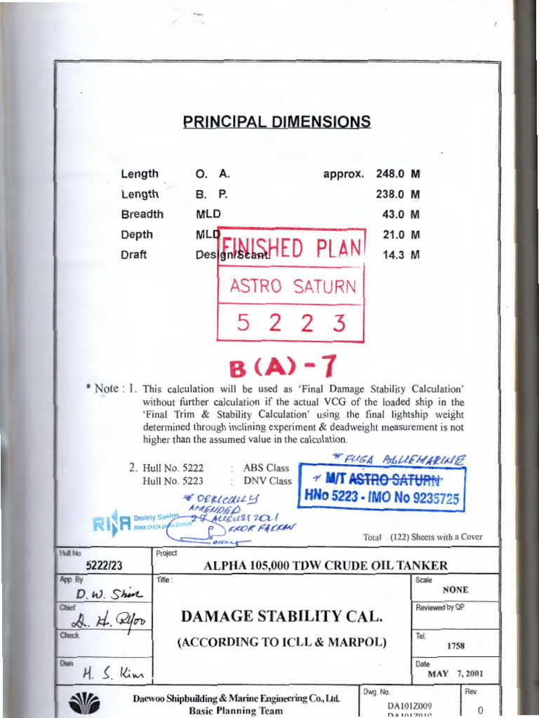 Damage Stability Booklet | PDF | Shipping | Watercraft
