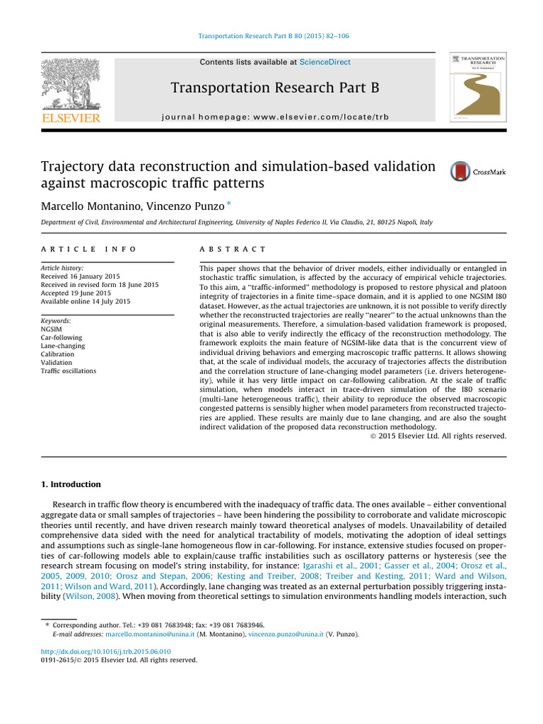 Montanino和Punzo - 2015 - Trajectory data reconstruction and simulation-based validation against ...